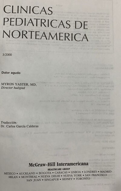 Ecolectura - CLÍNICAS PEDIATRICAS DE NORTEAMÉRICA Vol. 3: Dolor agudo ...