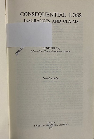 Ecolectura - Consequential Loss Insurances and Claims / Tapa dura
