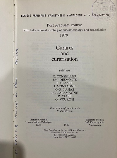 Ecolectura - Curares and Curarisation / Tapa dura