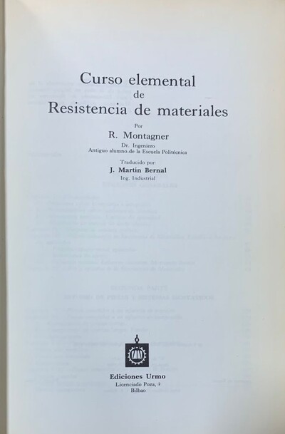 Ecolectura - Curso elemental de resistencia de materiales / Tapa Dura