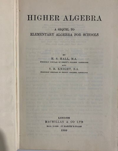 Ecolectura - Higher Algebra / Tapa dura