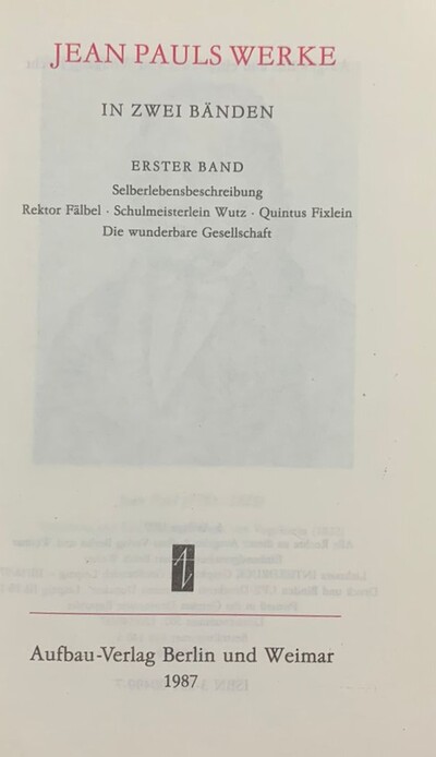 Ecolectura - Jean Paul Werke 1 / Tapa Dura