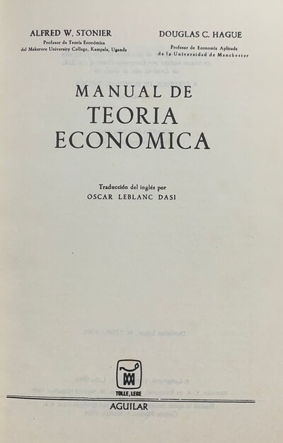 Ecolectura - Manual de teoria economica/ tapa dura