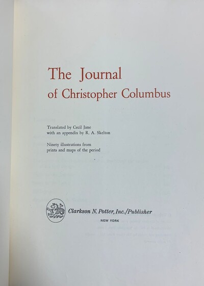 Ecolectura - The journal of Christopher Columbus/ Tapa Dura